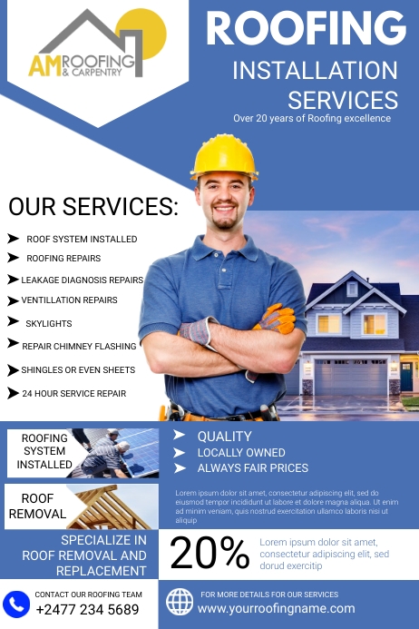 roofing installation service flyer Template | PosterMyWall