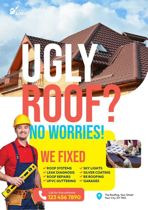 Plantilla de Roofing Installation Services Flyer Template | PosterMyWall