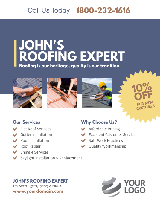 Roofing Service Expert Flyer Poster Template | PosterMyWall