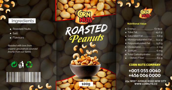 Rosated nuts packet peanut label groundnuts sticker branding packaging ...