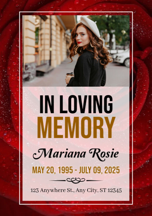 Rose Floral Funeral Program Template A5 | PosterMyWall