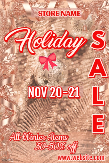 Rose Gold Pastel Holiday Sale Poster Template | PosterMyWall