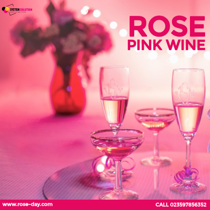 Plantilla de Rose Pink Wine Promotion | PosterMyWall
