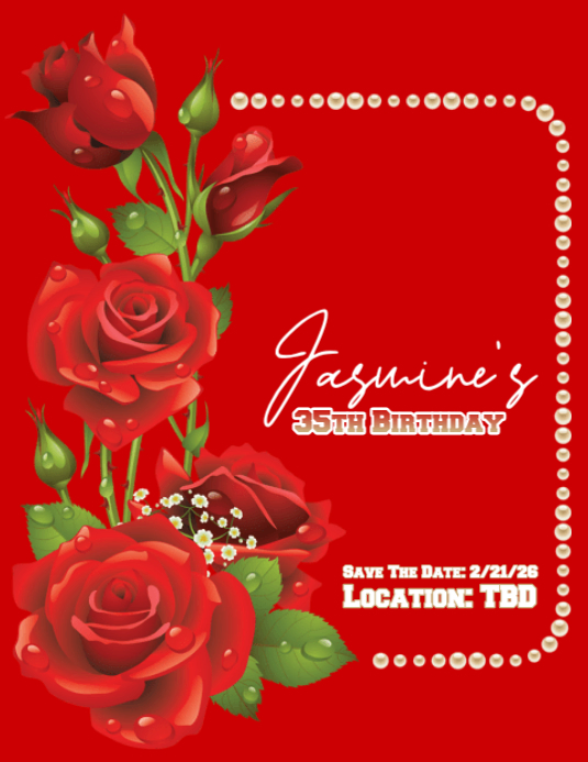 Plantilla de Roses & Pearls Birthday Event Invitation Flyer | PosterMyWall