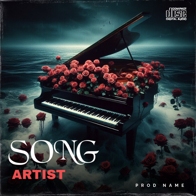 Copy of roses piano in sea album cover art | PosterMyWall