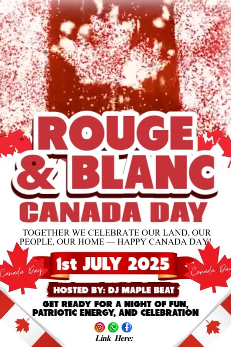 Rouge And Blanc: Canada Day Template | PosterMyWall