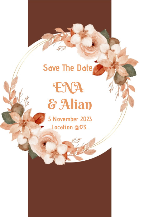 Round floral wedding card Template | PosterMyWall