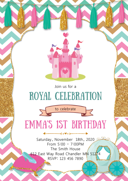 Royal Themed Party Invitation Regal Royal Crown King Birthday Invite