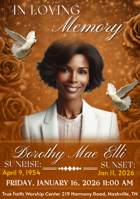 Royal Brown Maximalist Memorial Funeral Announcement Flyer, Funeral A4 ...