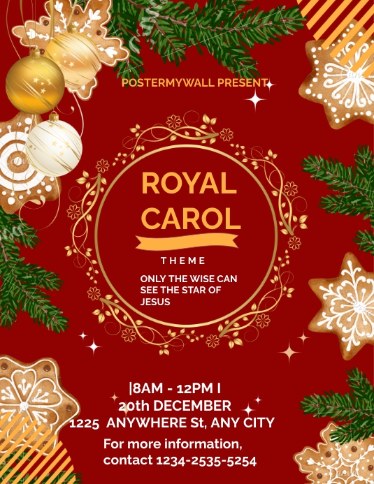 Royal Christmas Carol Celebration flyer Template | PosterMyWall