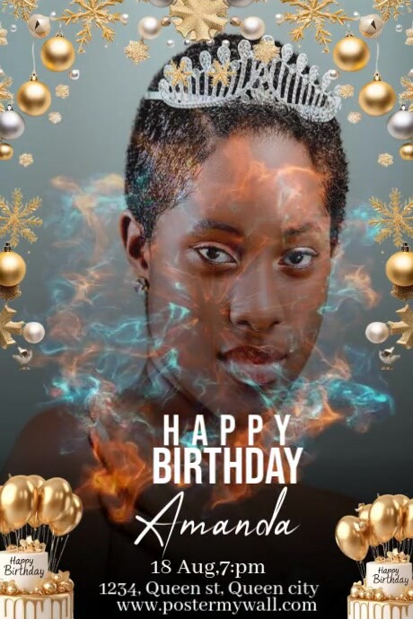 Copy of Royal queen birthday video template with tiara and gold theme ...