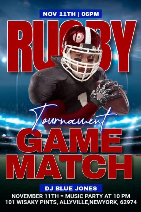 Rugby Game Match Template | PosterMyWall