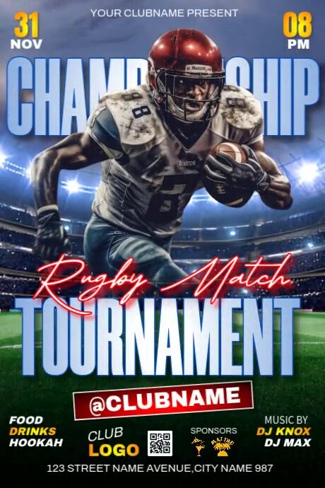 Plantilla de Rugby Match Championship | PosterMyWall