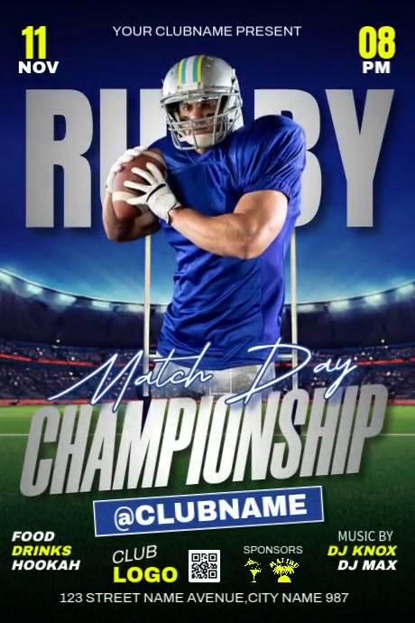 Modèle Rugby Match Day | PosterMyWall