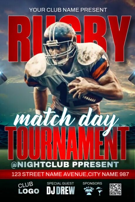 Rugby Match Day Tournament Template | PosterMyWall