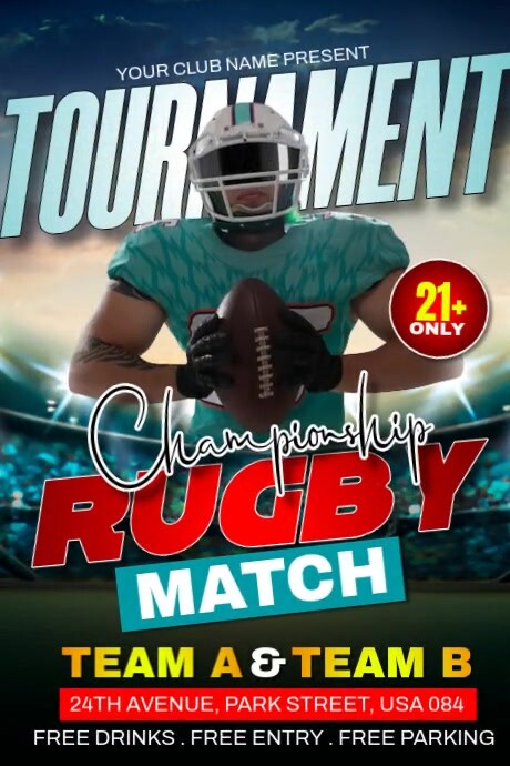 Rugby Match Tournament Template | PosterMyWall