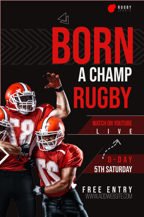RUGBY SPORTS TEMPLATE | PosterMyWall