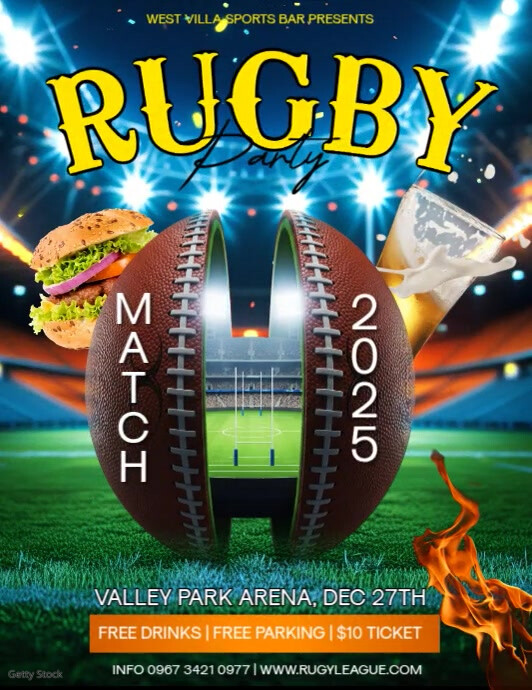 Rugby Tailgate party invitation Template | PosterMyWall