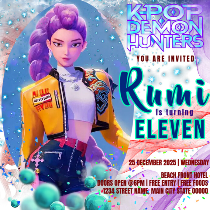 Rumi Demon Hunters Birthday Template Instagram Post | PosterMyWall