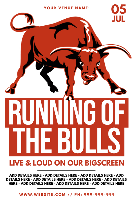 Running Of The Bulls Poster Template | PosterMyWall