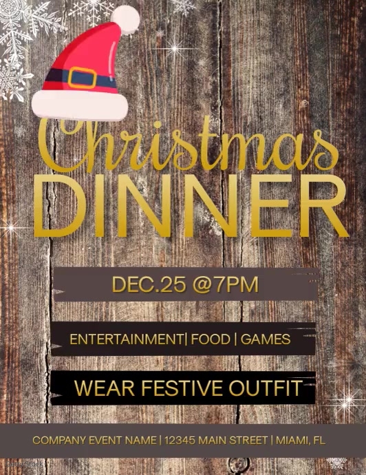 Plantilla de Rustic Christmas Dinner Flyer | PosterMyWall