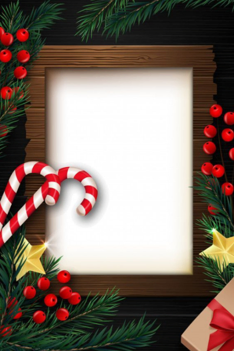 Rustic Christmas frame with pine Template | PosterMyWall