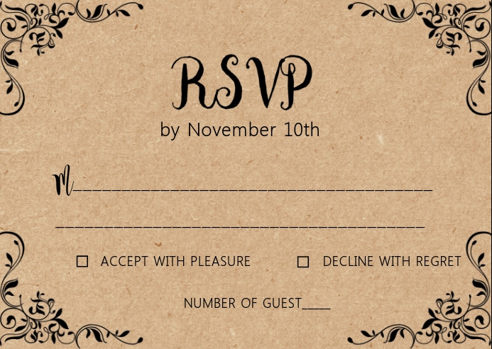 Rustic Kraft wedding RSVP card Template | PosterMyWall