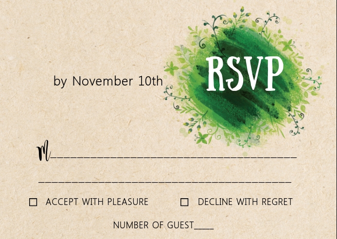 Rustic Kraft wedding RSVP card Template | PosterMyWall
