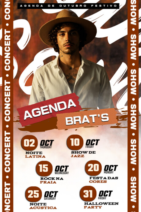 Rustic October Concert Agenda Poster Template | PosterMyWall