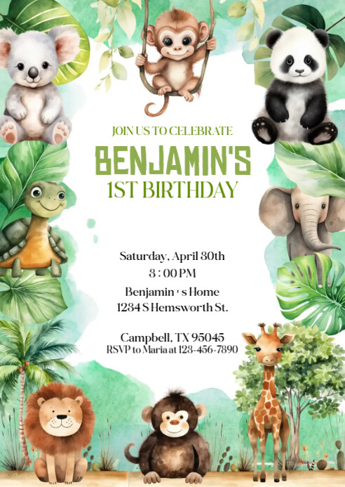 Safari Birthday Invitation Template | PosterMyWall