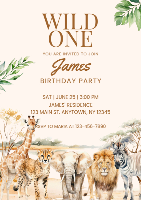 Safari Birthday Invitation Template | PosterMyWall