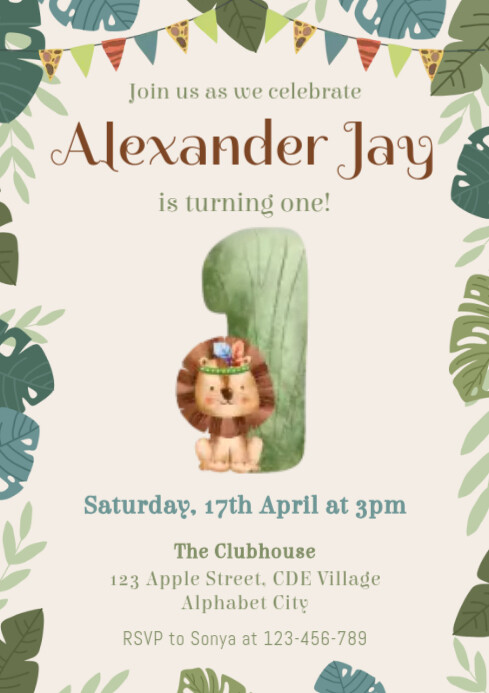 Safari Birthday Invitation Template | PosterMyWall