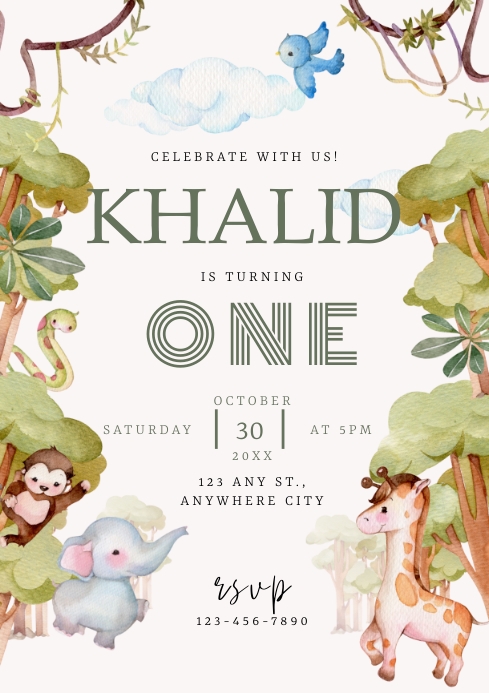 SAFARI BIRTHDAY INVITATION TEMPLATE | PosterMyWall