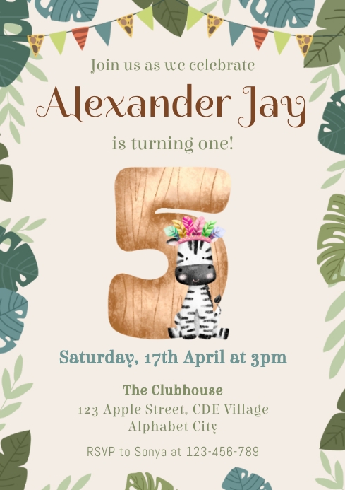 Safari Birthday Invitation Template | PosterMyWall