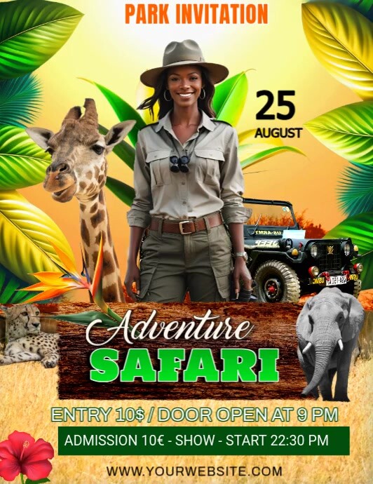 Safari Zoo Park Invitation Flyer template | PosterMyWall