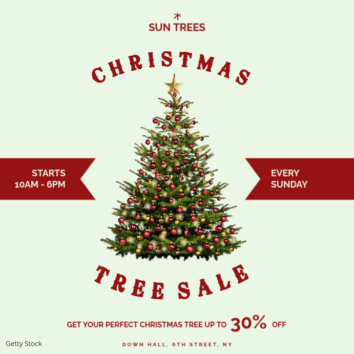Sage Green Christmas Tree Sale Square Post Template | PosterMyWall
