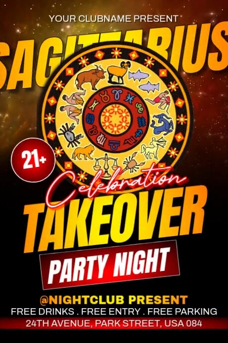 Sagittarius Takeover Party Night Template | PosterMyWall