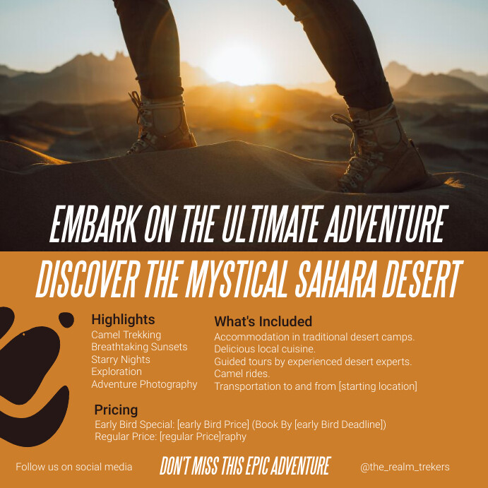 Sahara Desert Expedition - Book Your Epic Jou Template | PosterMyWall