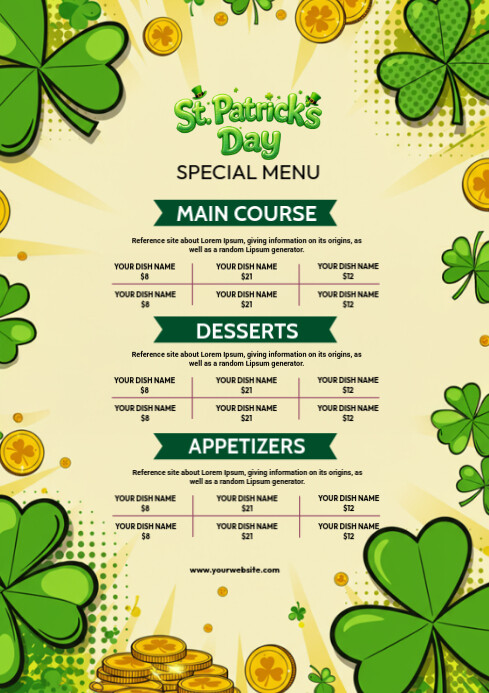 Copy of saint patrick's menu flyer | PosterMyWall
