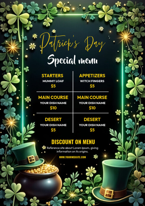 Saint Patrick’s Day Menu Template | PosterMyWall