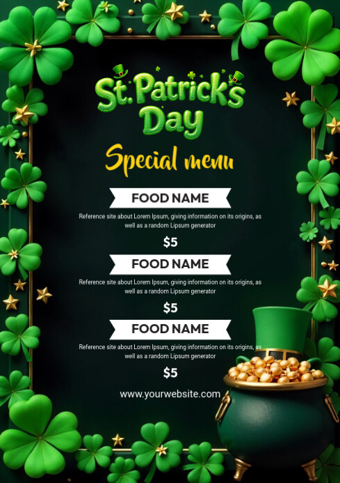Saint Patrick’s Day Menu Template | PosterMyWall