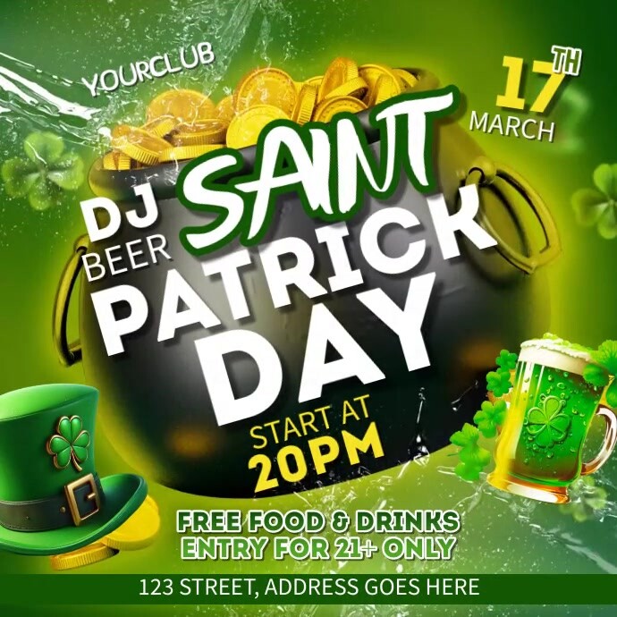 Saint Patrick's Day Pub Event Instagram Post Template | PosterMyWall