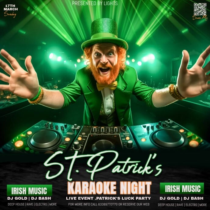 Copy of Saint Patrick's DJ social media party | PosterMyWall