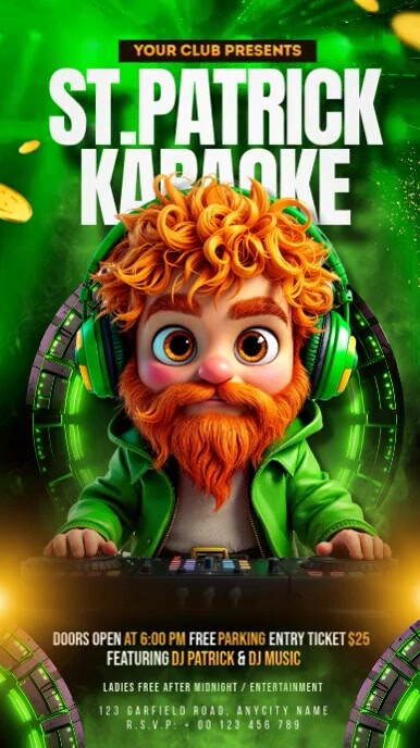 Copy of saint patrick karaoke night | PosterMyWall
