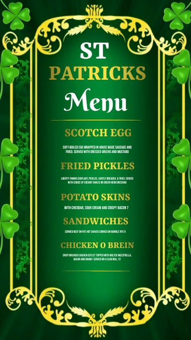 Copy of Saint Patrick menu | PosterMyWall