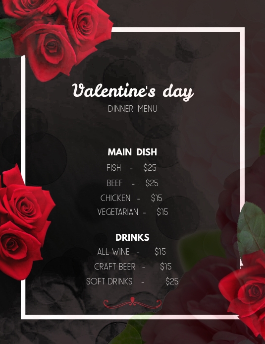 Copy of saint valentin menu | PosterMyWall