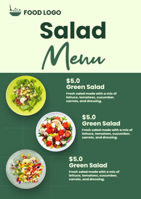 Salad Food Menu Template | PosterMyWall