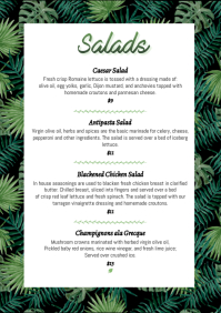 Salads simple vegetables menu card Template | PosterMyWall