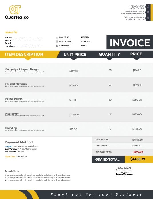 Sales Invoice Template | PosterMyWall