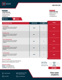 Red Design Sales Invoice Template | PosterMyWall